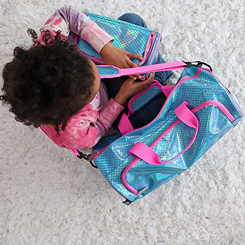 Wildkin Kids Dance Bag for Boys and Girls, Ideal Size for Ballet Class and Dance Recitals,100% Polyester Fabric Laminated Dance Duffel Bags Measures 17 x 8.5 x 8.5 Inches (Mermaid Scales)