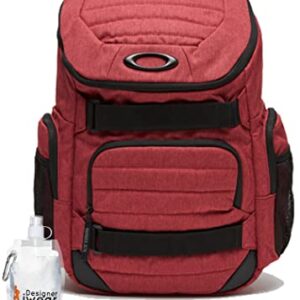 Oakley Men's 30L Enduro 3.0 Big Iron Red Backpack for Hiking Backpacking Camping Traveling + BUNDLE with Designer iWear Collapsible Water Bottle with Carabiner