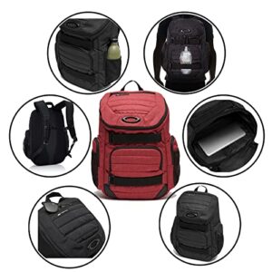 Oakley Men's 30L Enduro 3.0 Big Iron Red Backpack for Hiking Backpacking Camping Traveling + BUNDLE with Designer iWear Collapsible Water Bottle with Carabiner