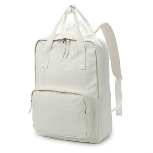 zicac unisex diy canvas backpack daypack satchel (white 02) (beige)