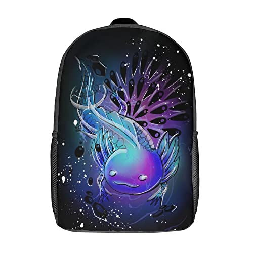 Axolotl Backpack, Waterproof Bookbag for Boys Girls Back to School 17 Inch