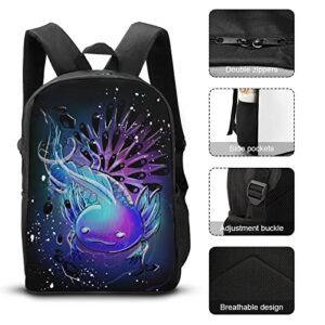 Axolotl Backpack, Waterproof Bookbag for Boys Girls Back to School 17 Inch