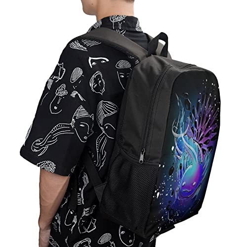 Axolotl Backpack, Waterproof Bookbag for Boys Girls Back to School 17 Inch