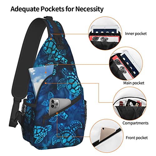 Sea Turtle Sling Bag For Women Men,Animal Print Crossbody Shoulder Bags Casual Sling Backpack Chest Bag Travel Hiking Daypack For Outdoor