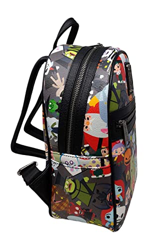 Loungefly x Nightmare Before Christmas Chibi Print Faux Leather Mini Backpack