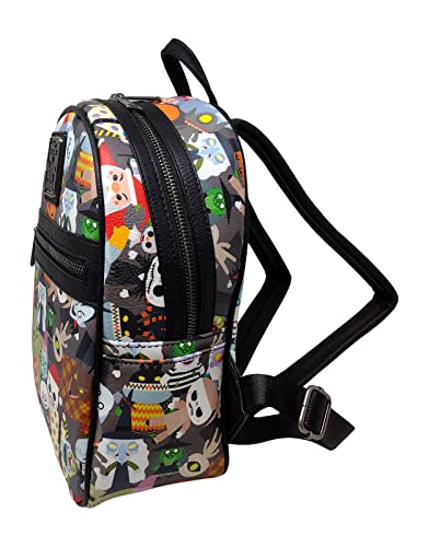 Loungefly x Nightmare Before Christmas Chibi Print Faux Leather Mini Backpack