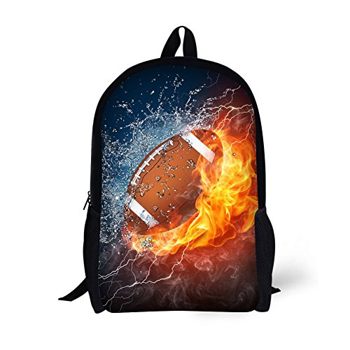 Bookbag Basketball Backpack 17 Inch Black Studuent Bag for Kids Boys Mens (football bacckpack)