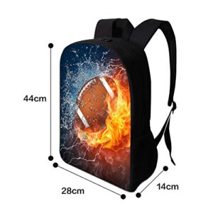 Bookbag Basketball Backpack 17 Inch Black Studuent Bag for Kids Boys Mens (football bacckpack)