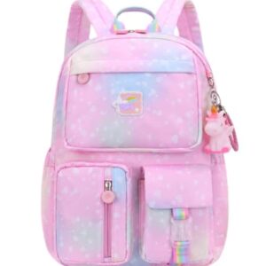 HUIHSVHA Cute Pink Backpack Large Capacity School Laptop Bag Bookbag, Casual Travel Daypack for Teens Girls Students