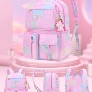 HUIHSVHA Cute Pink Backpack Large Capacity School Laptop Bag Bookbag, Casual Travel Daypack for Teens Girls Students