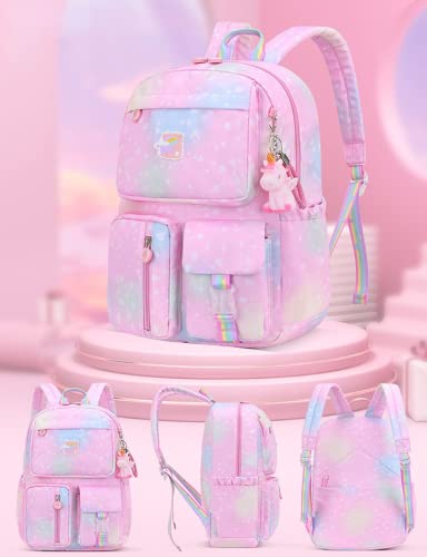 HUIHSVHA Cute Pink Backpack Large Capacity School Laptop Bag Bookbag, Casual Travel Daypack for Teens Girls Students