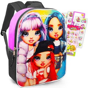 rainbow high backpack set for girls – bundle with rainbow high 15 inch backpack with shopkins stickers and more (kids backpack elementary school)