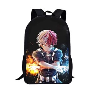 2 pcs anime backpack and black lunch bag, casual laptop bag with adjustable shoulder strap comfortable shoulders bookbag