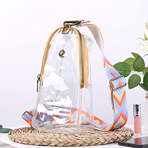 Clear Sling Bag Stadium Approved Crossbody Chest Bags for Women Fanny Pack Small Clear Daypack Shoulder Backpacks