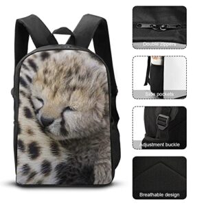 Cute Baby Cheetah Leopard Backpack,Lightweight School College Bookbag Casual Student Travel Laptop Daypack - 17inch