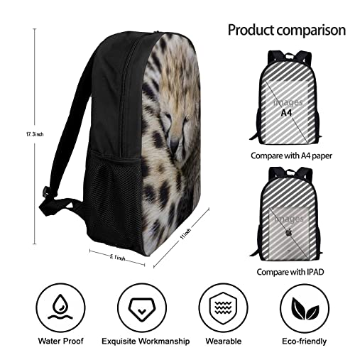 Cute Baby Cheetah Leopard Backpack,Lightweight School College Bookbag Casual Student Travel Laptop Daypack - 17inch