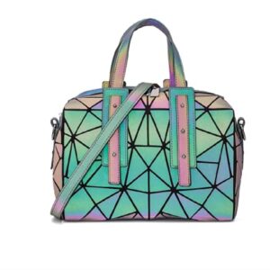 Geometric Backpack Luminous Backpacks Holographic Reflective Bag Lumikay Bags Irredescent Large Rainbow Purses Wallet Set NO.5