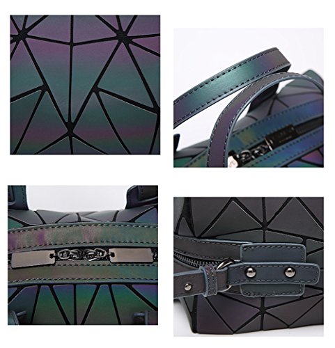 Geometric Backpack Luminous Backpacks Holographic Reflective Bag Lumikay Bags Irredescent Large Rainbow Purses Wallet Set NO.5