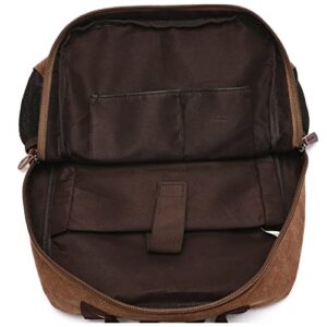 19 Inch Multi-Pocket Canvas Backpack,Men'S Canvas Bag Outdoor Business Travel Backpack Laptop Bag,Khaki,43 * 33 * 10(cm)