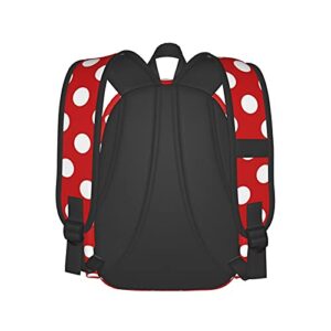 KiuLoam 17 Inch Backpack Red White Polka Dot Laptop Backpack Shoulder Bag School Bookbag Casual Daypack