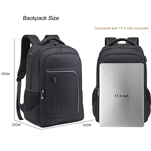 Seekvigor Travel Laptop Backpack,17.3 inch waterproof college backpack with usb charging port, 38L Durable Carry On Backpack for Business, Everyday, Work