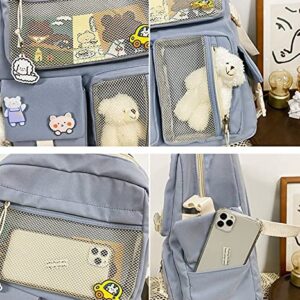 Dearsee Kawaii Backpack with Pins and Accessories, Cute Backpack Aesthetic School Bag Bookbag Cute Kawaii Backpack for Girls