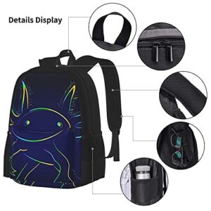 Stylized Rainbow Axolotl Backpack Set for Boys and Girls(School Bag + Pencil Case + Lunchbag Combination) One Size