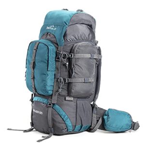 Tripole Walker 65 Litres Rucksack With 20 Litre Foldable Day Pack | Internal Frame With Metal Rod | Rain Cover | Bottom Opening | Laptop Section (Sea Green)