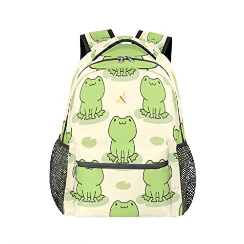 Cute Frog Backpack School Bookbag for Kids Boys Girl, Animal Gragonfly Backpacks Book Bag Travel Hiking Camping Daypack