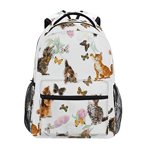 Nander Backpack Travel Lovely Cat Flower Butterfly School Bookbags College Bag for Womens Mens Boys Girls