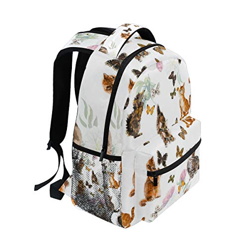 Nander Backpack Travel Lovely Cat Flower Butterfly School Bookbags College Bag for Womens Mens Boys Girls