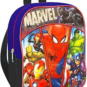 Marvel Shop Super Hero Mini Backpack 3 Pc Bundle With 11 inch Avengers Superhero School Bag For Boys, Toddlers, Kids, Avengers Stickers And More | Marvel School Supplies