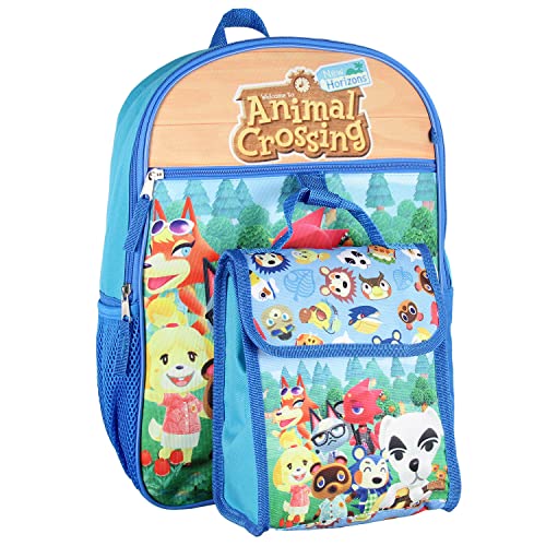 Animal Crossing Character Print Backpack 5 pc Set Lunch Tote Keychain