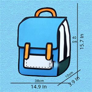 3D Jump Style Comic Book bag, 2D Cartoon Drawing Backpack, Creative Anime Cartoon School Bag for School Students Girls (Red)