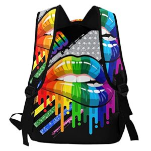 Lesbian Rainbow Lips Pride Casual student backpack Outdoor Backpacks Travel Sports Bags Book Bag