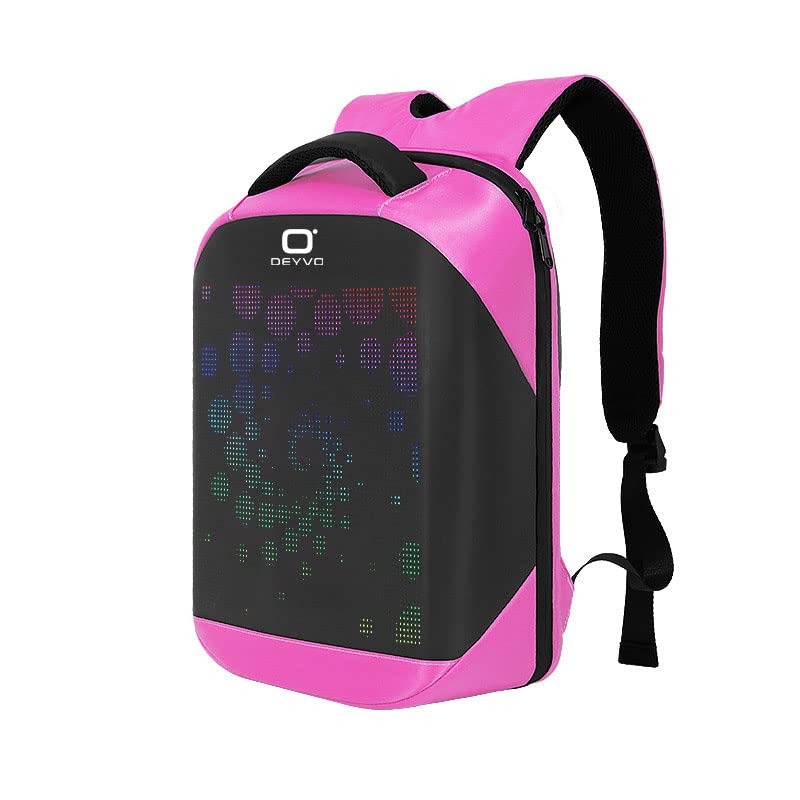 DEYVO Pink Smart LED Backpack, Customizable Laptop Backpack, Travel Laptop Backpack For Adult and College Students. Need Plug in the power bank to use,15.5Inch laptop.18L