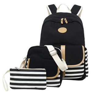 geek-m backpack set canvas school bag teens boys/girls book bag middle school backpack