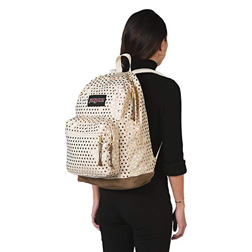 JanSport Right Pack Expressions Backpack - Gold Polka Dot