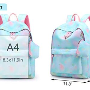 Suerico School Backpack for Girls,Lightweight Durable School Bags Waterproof Bookbag for Students (Sky Blue)