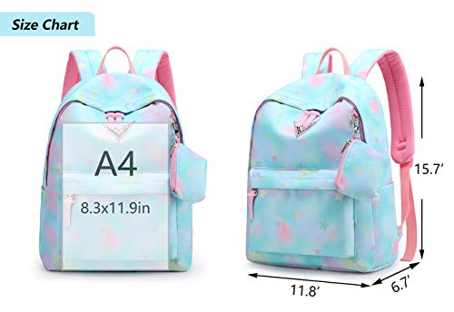 Suerico School Backpack for Girls,Lightweight Durable School Bags Waterproof Bookbag for Students (Sky Blue)