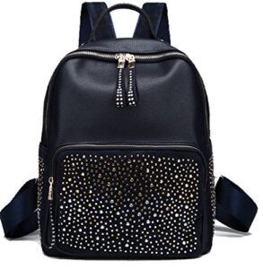 zzfab pu leather rhinestone backpack black