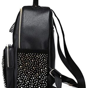 Zzfab PU Leather Rhinestone Backpack Black