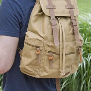 Sweetbriar Vintage Canvas Backpack, Tan - Protects Laptops up to 15.6 Inches