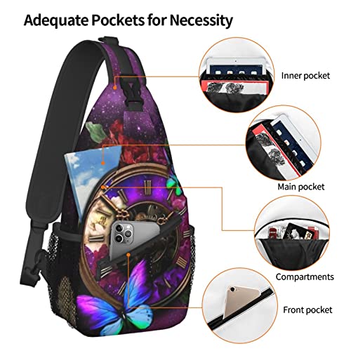 Steampunk Sling Bag Crossbody Chest Daypack Casual Backpack Vintage Clock Shoulder Bag For Travel Hiking