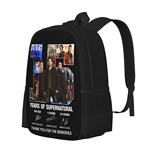 SUPERNATURALSTROP Large Backpack Personalized Laptop Ipad Tablet Travel, Black, One Size