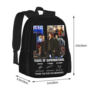 SUPERNATURALSTROP Large Backpack Personalized Laptop Ipad Tablet Travel, Black, One Size