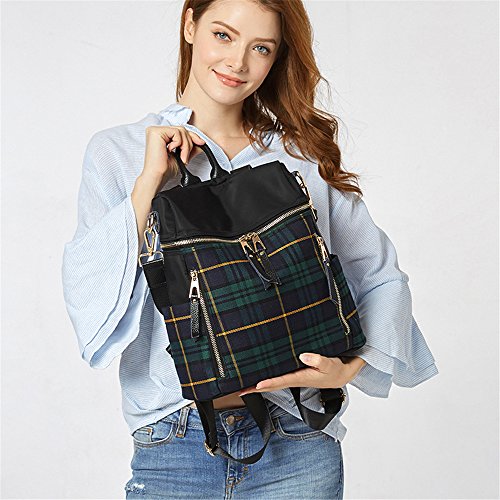 Mn&Sue Dual Use Red Tartan Backpack Purse for Women Schoolbag Casual Daypack Rucksack