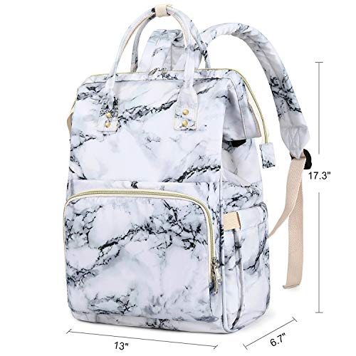 CAMTOP Travel Laptop Backpack with USB Charging Women Girls 15.6 Inch Lightweight College School bookbag (Marble)