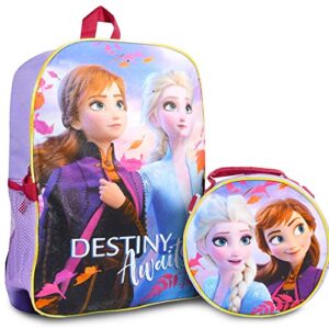 Disney Frozen Backpack with Lunch Box - Bundle with Frozen Backpack for Girls, Lunch Bag, Water Bottle, Frozen Stickers, More | Frozen Backpack Set