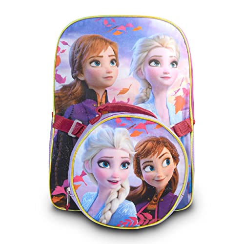 Disney Frozen Backpack with Lunch Box - Bundle with Frozen Backpack for Girls, Lunch Bag, Water Bottle, Frozen Stickers, More | Frozen Backpack Set